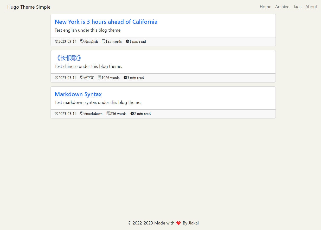 GitHub - simple-is-awesome/Hugo-Theme-Simple: A Hugo Theme for minimalism.